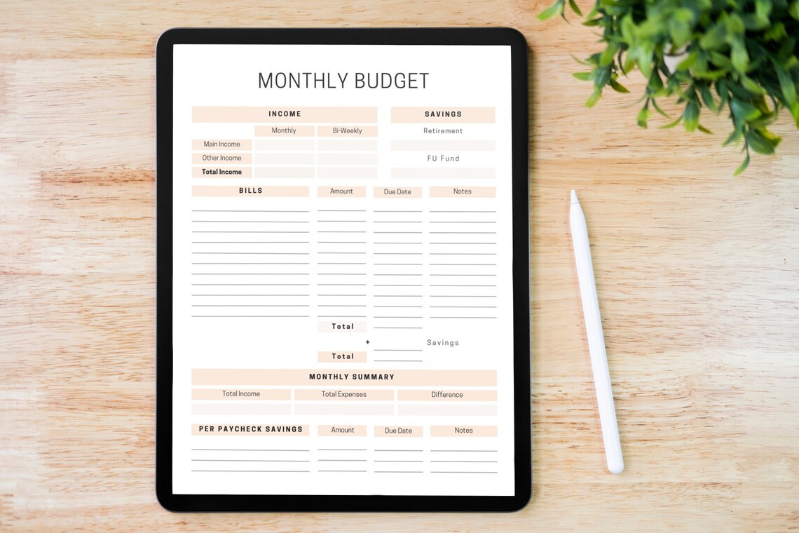 Budget Planner Digital Download, ADHD Budget, iPad Budget Template ...