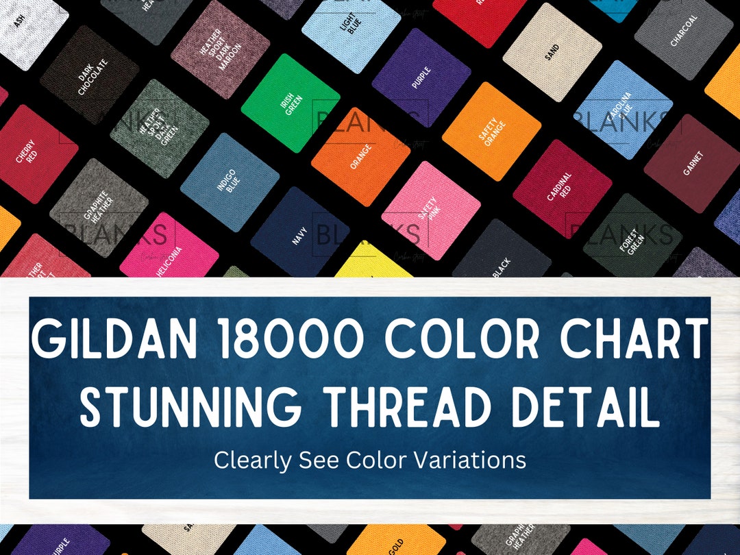 Gildan 18000 Color Chart T-shirt, Unisex Tee Color Chart, Heavy Cotton ...