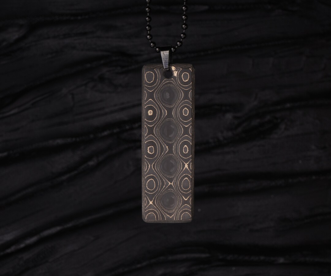 Gold Damascus Carbon Fiber Pendant Necklace - Etsy