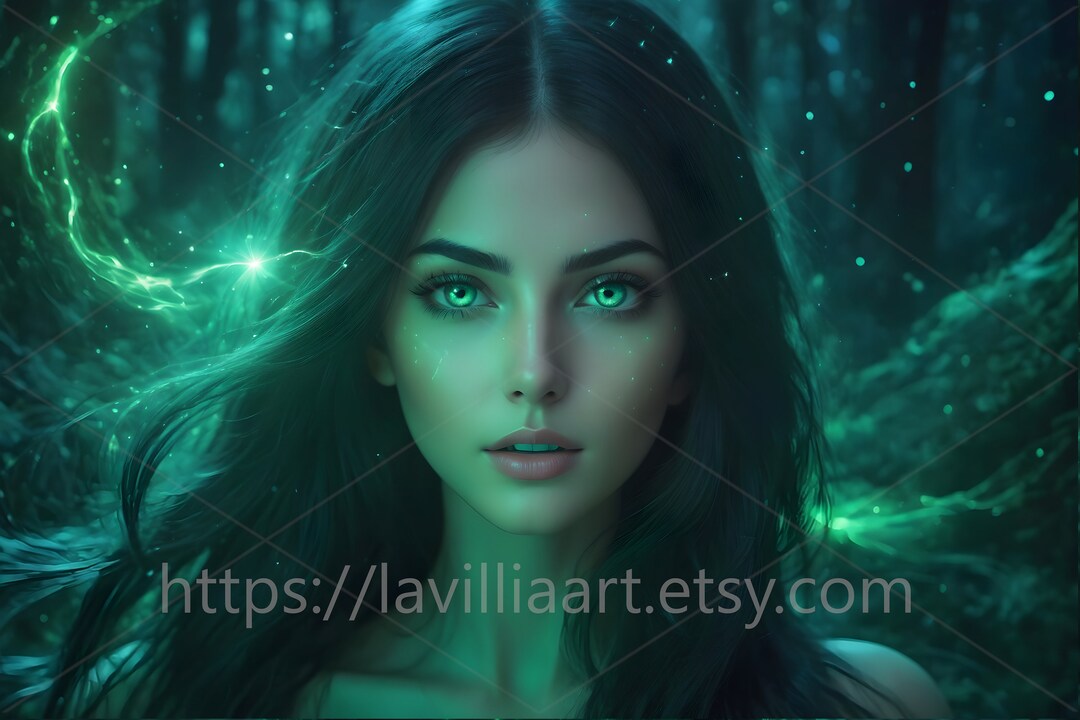 Elysandra II Green Mage Digital Download, Digital Art Print, Wall Art ...