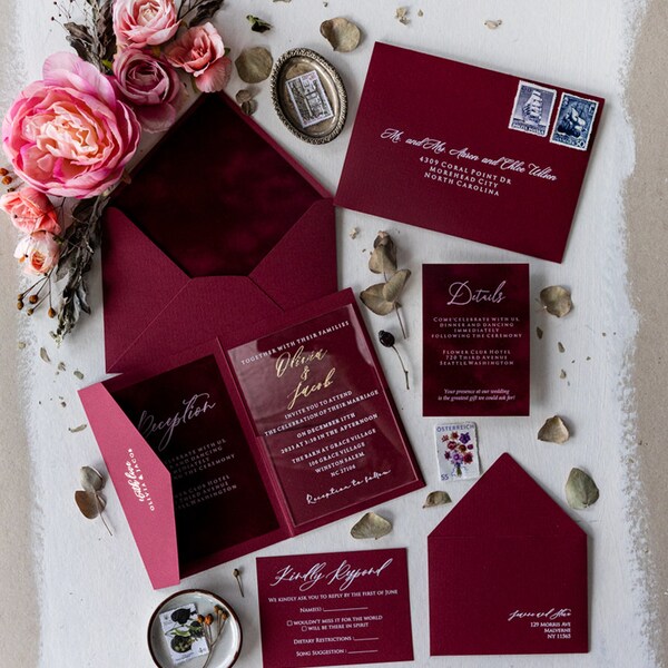 Burgundy Invitation - Etsy
