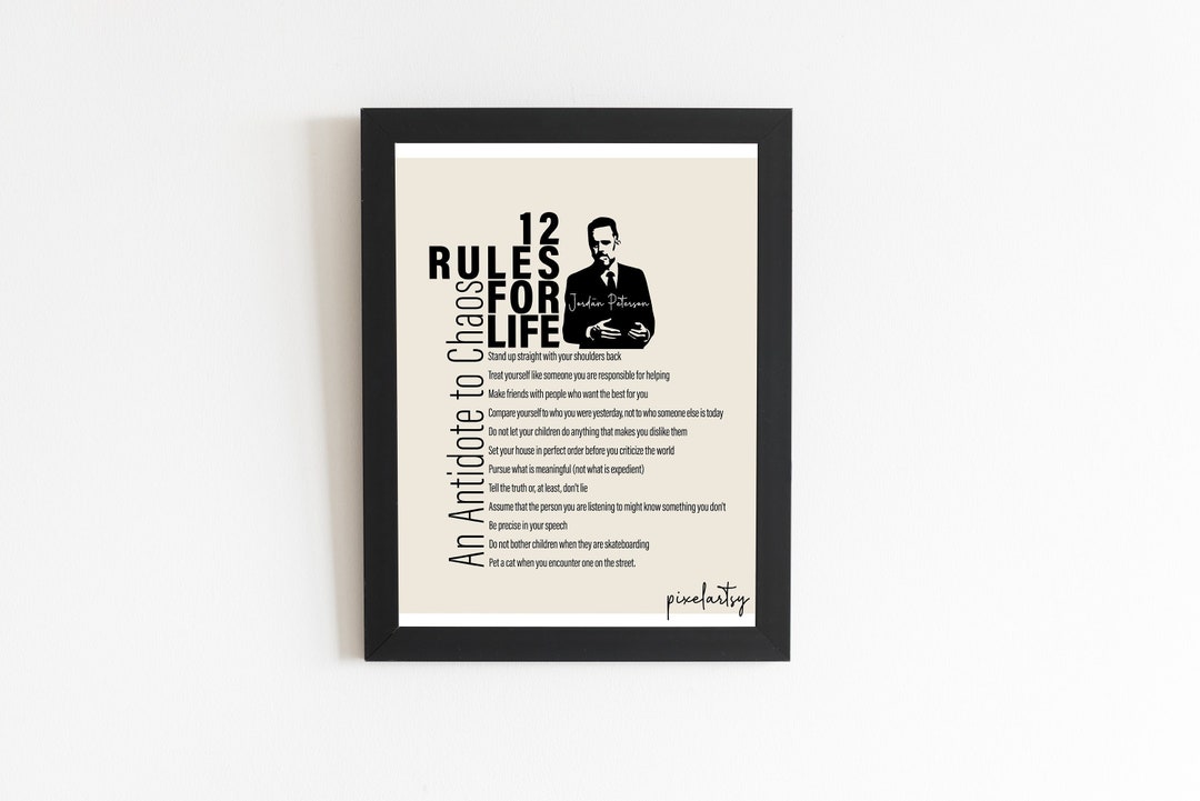 Jordan Peterson 12 Rules for Life Poster, Motivational Wall Art ...