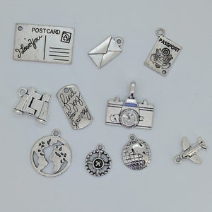 10 Assorted Travel Charms, Find Joy in the Journey Charms, Holiday ...