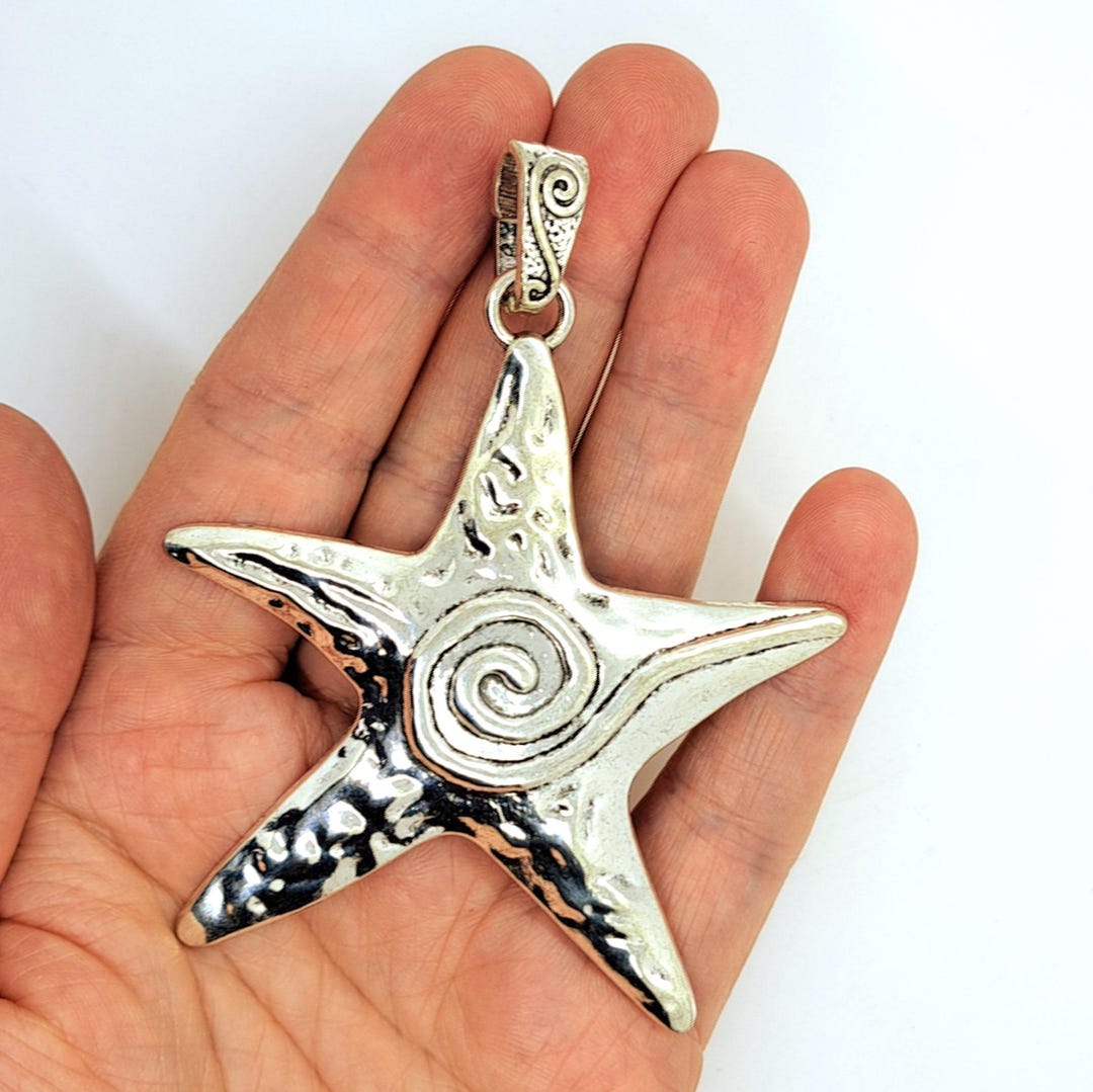 Star Pendant, Starfish Pendant, Celestial Pendant, Star With Spiral ...