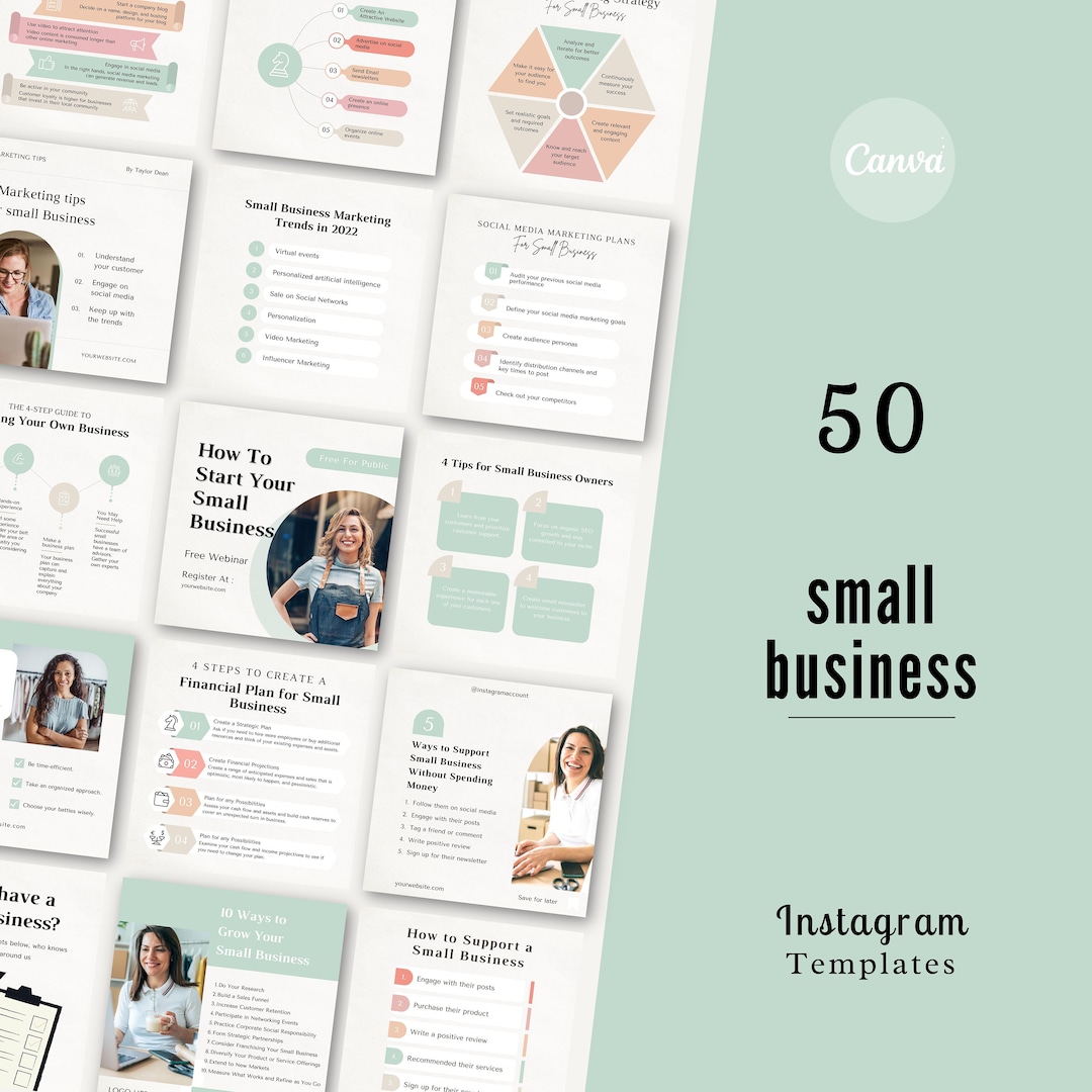 Small Business Instagram Templates | 50 Canva Marketing Posts (digital ...
