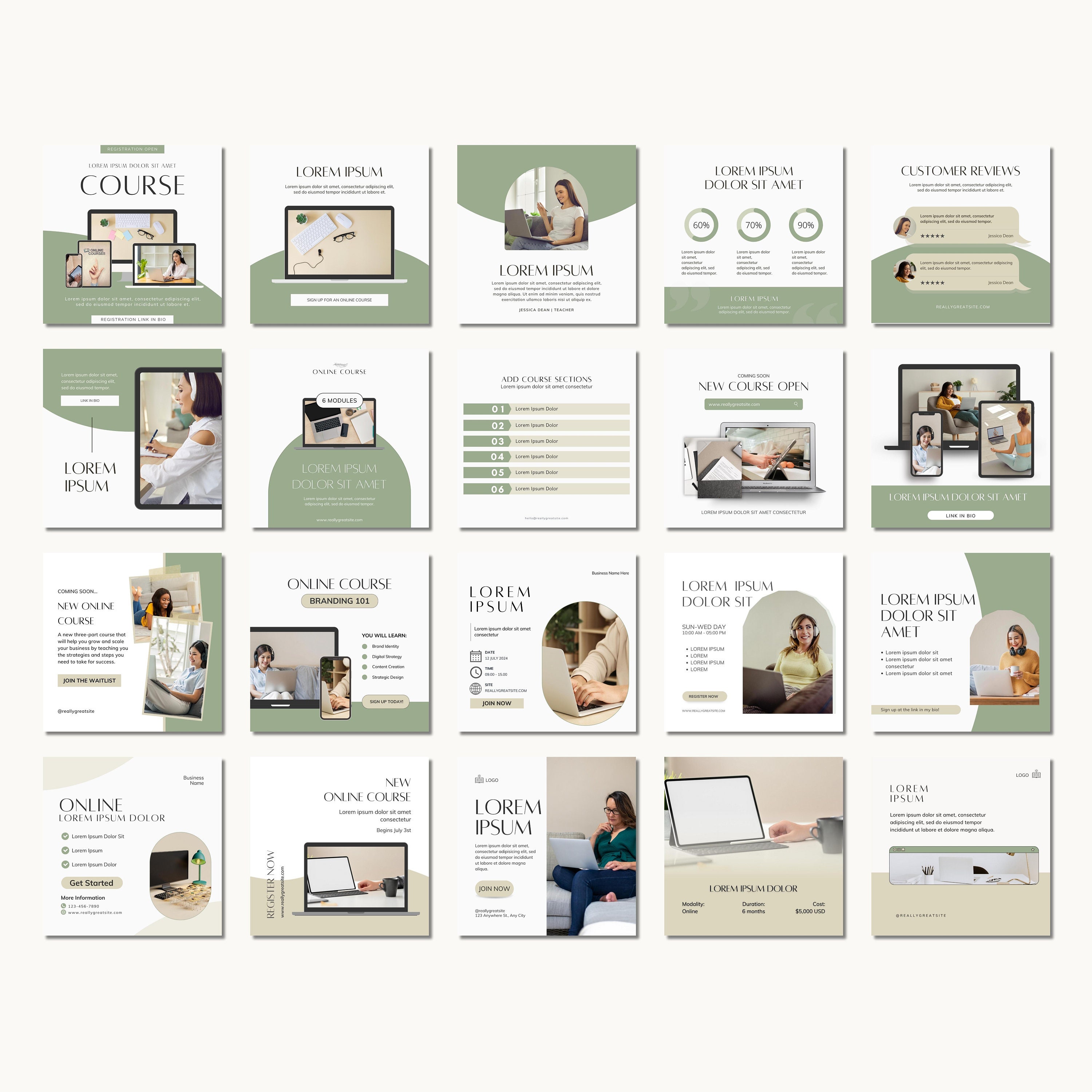 Online Course Instagram Templates | Canva Social Media Kit (PDF) - Etsy