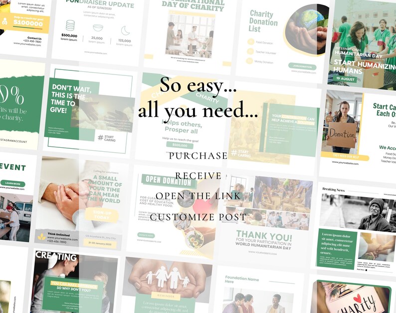 Charity & Donation Instagram Post Templates Giving Tuesday - Etsy