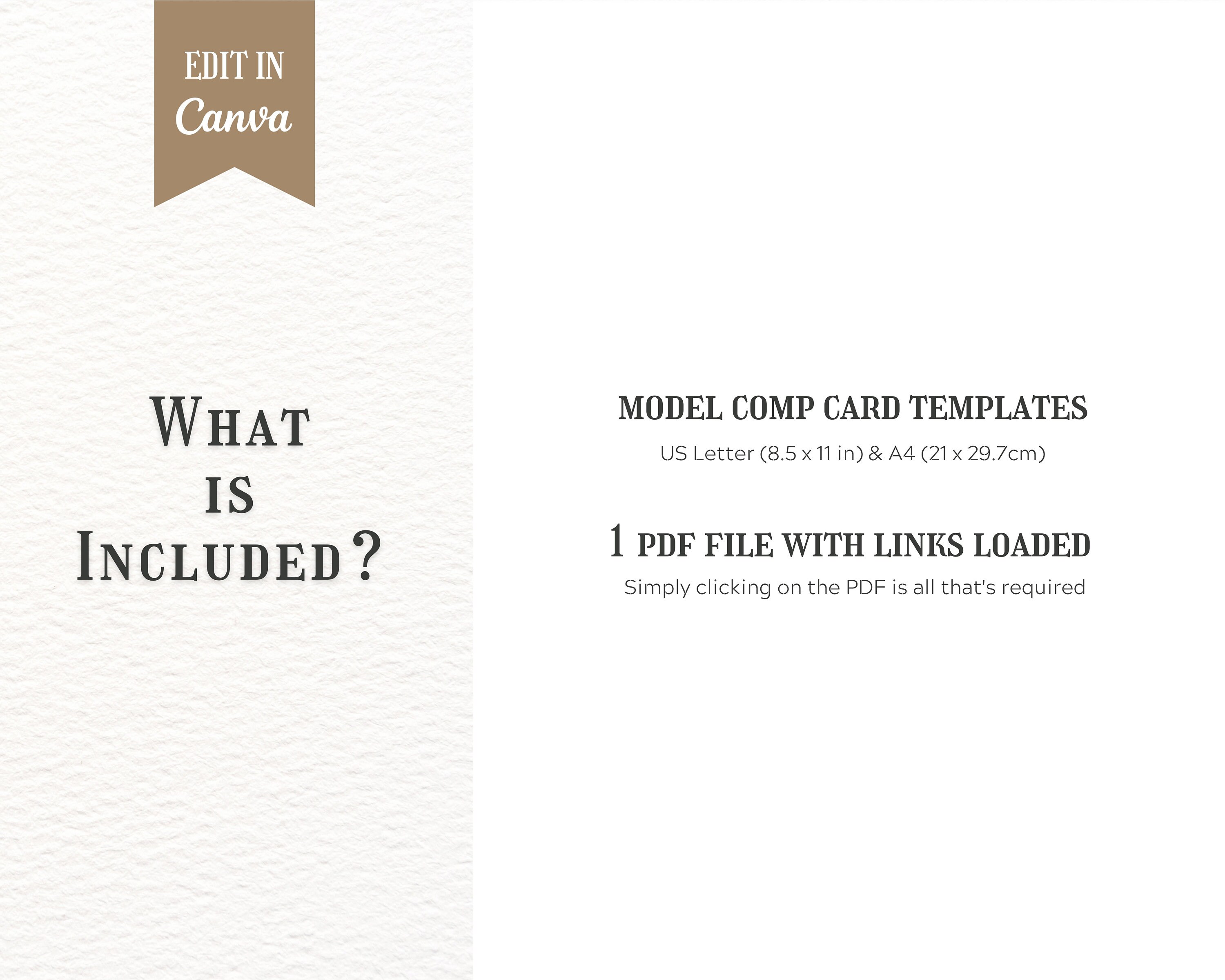Model Comp Card | Editable Fashion Model Zed Card | Model Portfolio ...