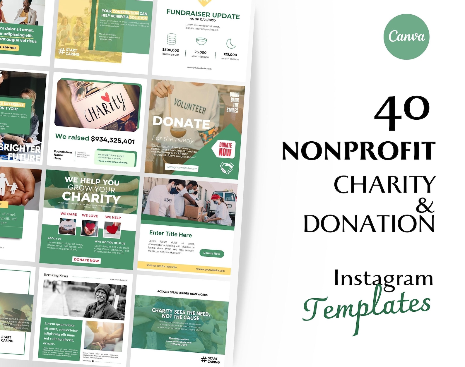 Charity & Donation Instagram Post Templates Giving Tuesday - Etsy