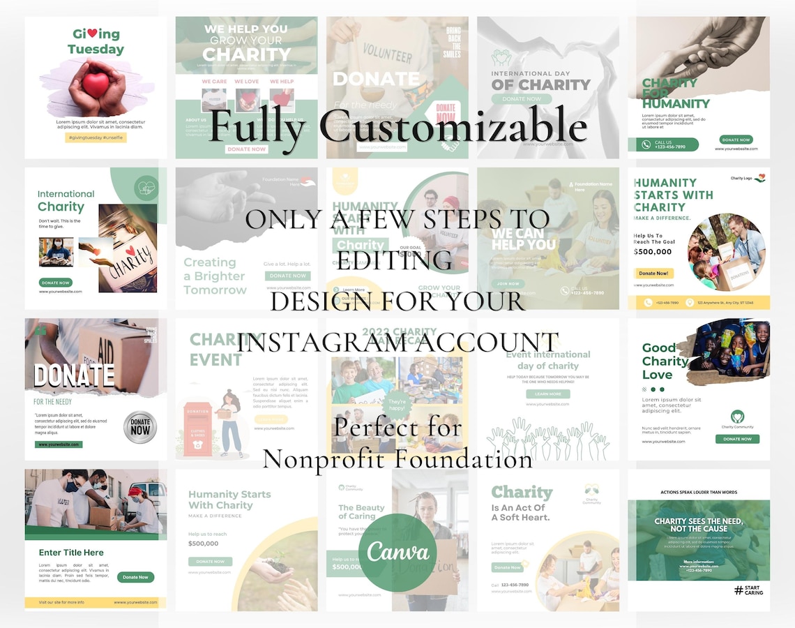 Charity & Donation Instagram Post Templates Nonprofit - Etsy