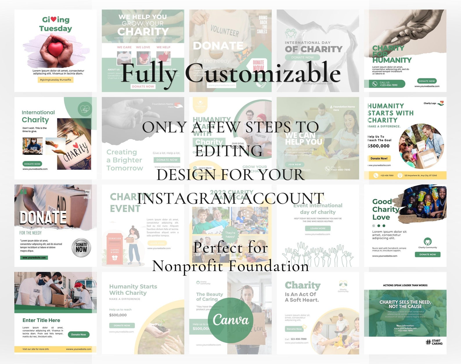 Charity & Donation Instagram Post Templates Giving Tuesday - Etsy