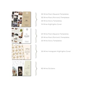 Wine Instagram Templates Bundle | Covers & Stickers (canva) - Etsy