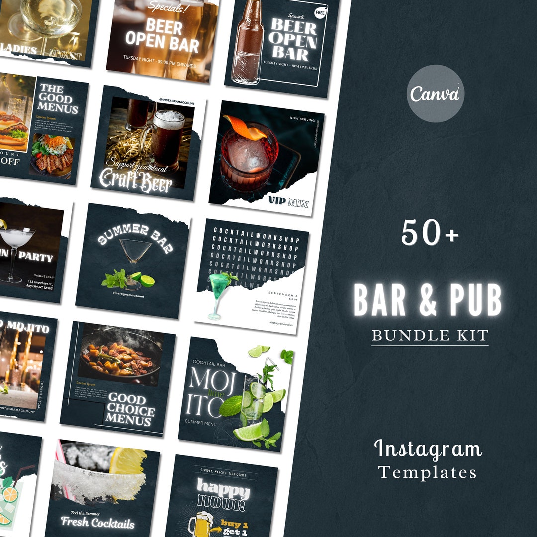 BAR - PUB Instagram Bundle Kit | Bar - Pub Instagram Templates | Bar ...
