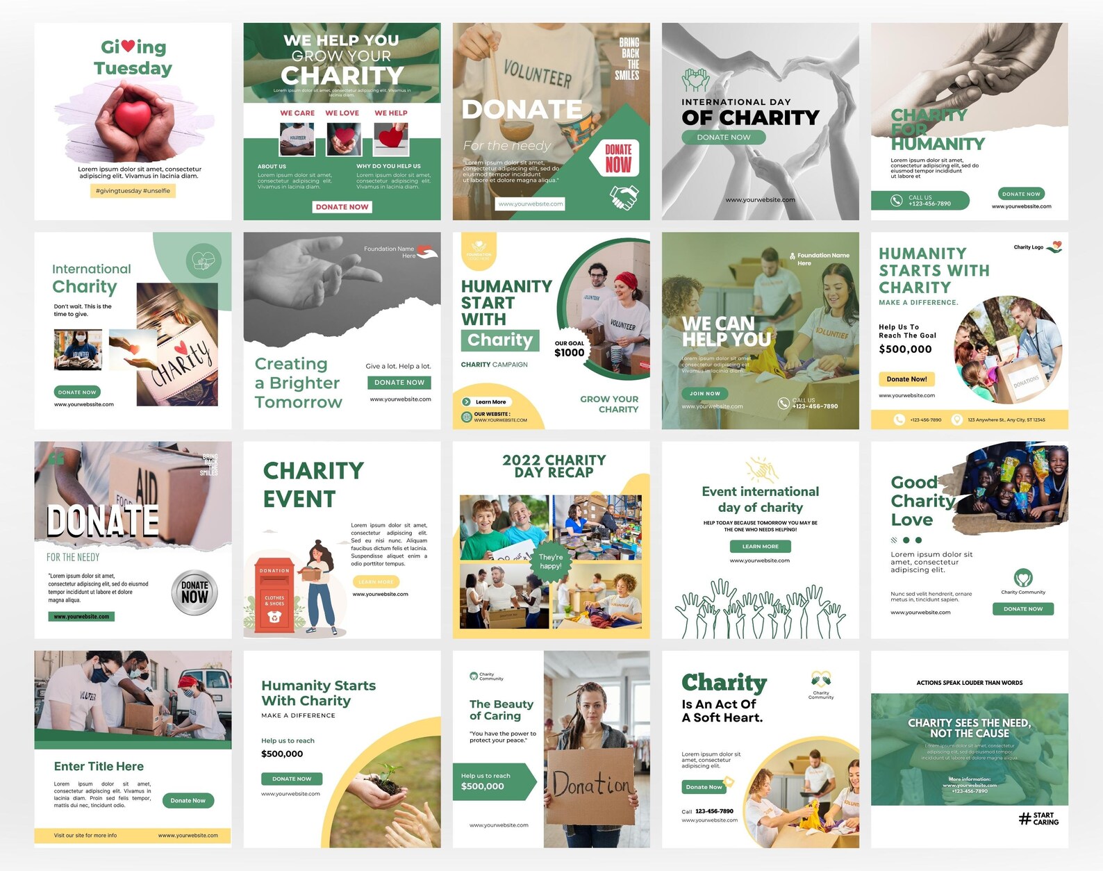 Charity & Donation Instagram Post Templates Giving Tuesday - Etsy
