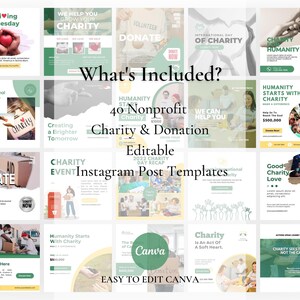 Charity & Donation Instagram Post Templates Giving Tuesday - Etsy