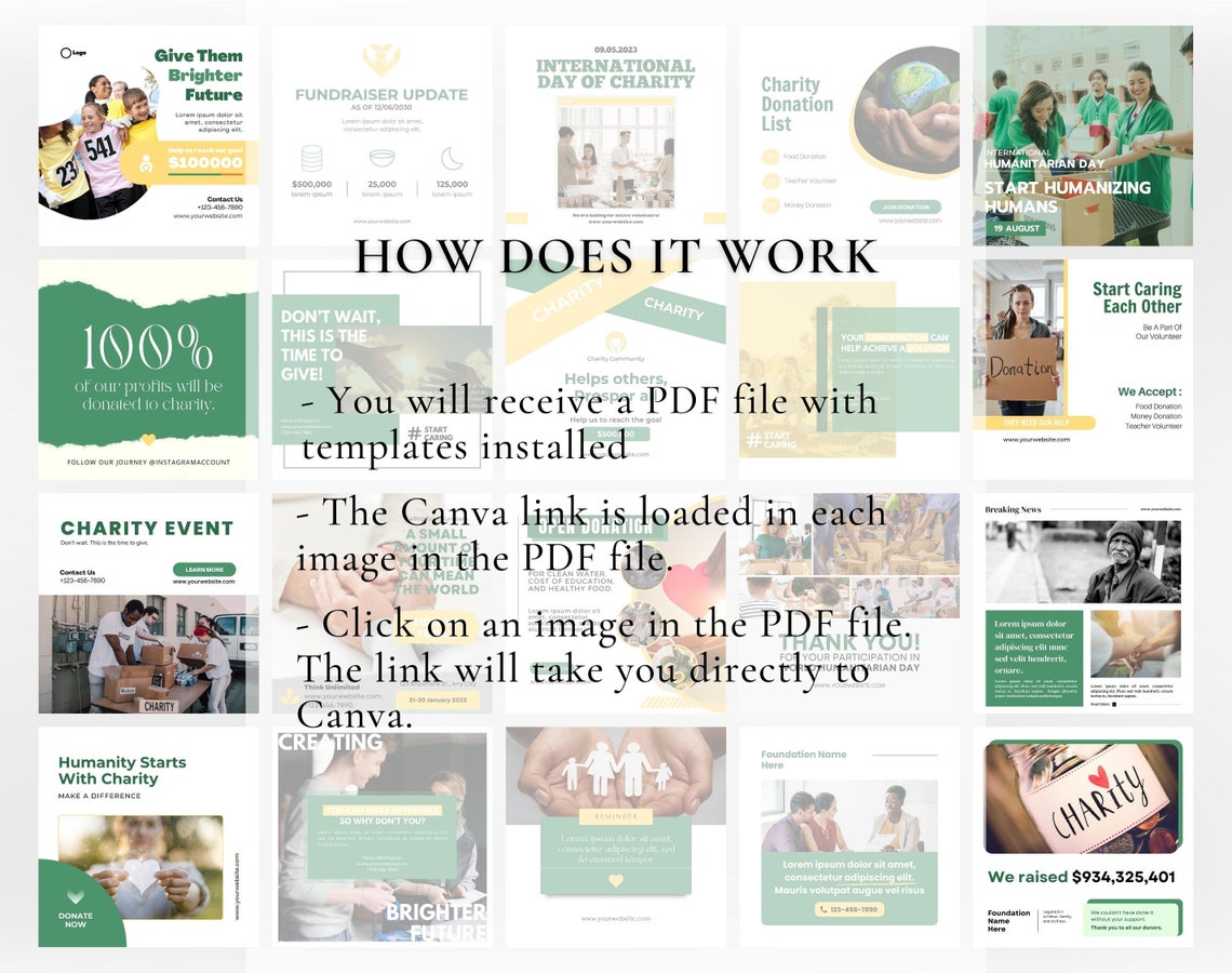 Charity & Donation Instagram Post Templates Giving Tuesday - Etsy