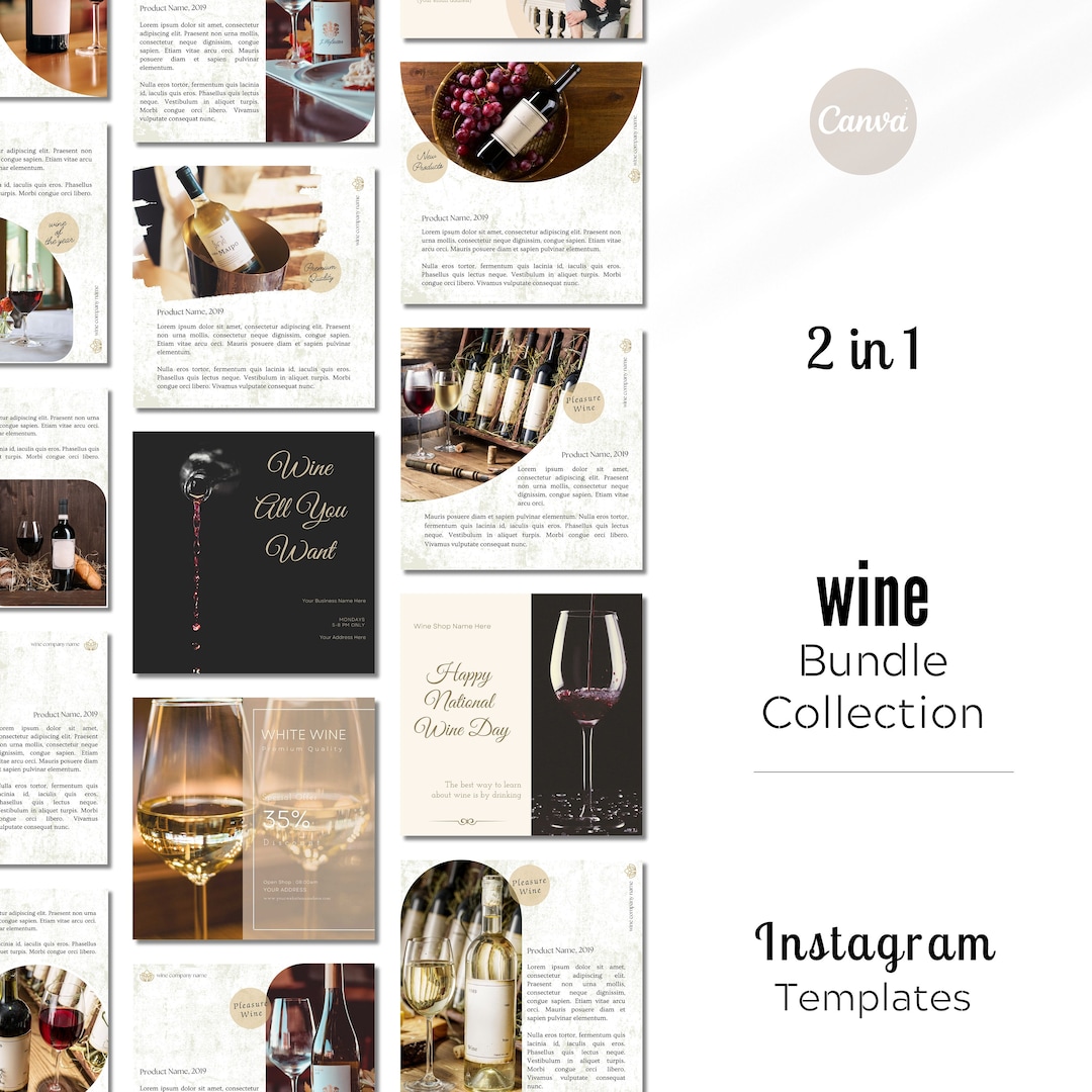 Wine Instagram Templates | Social Media Kit (PDF) - Etsy
