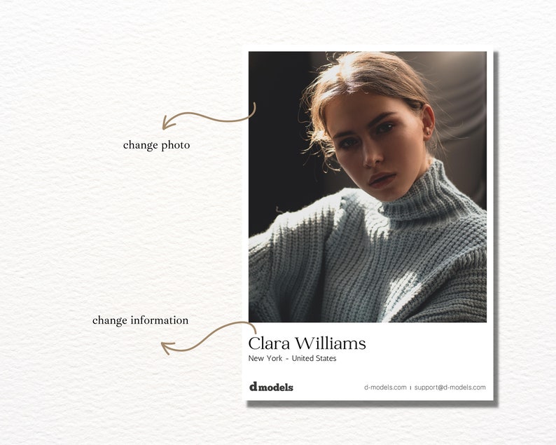 Editable Model Comp Card Template | Canva Fashion Portfolio (digital ...