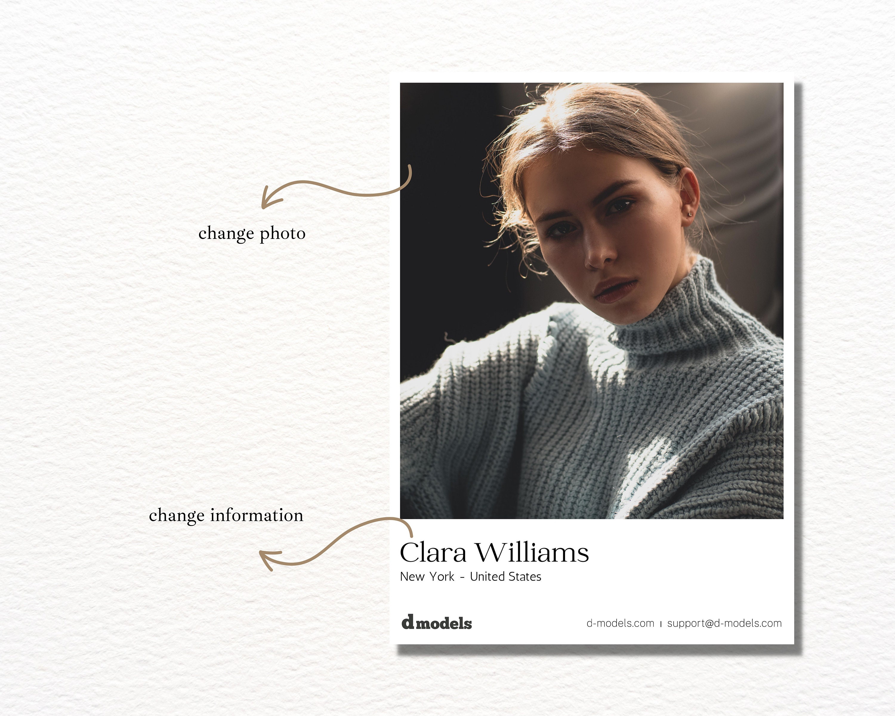 Model Comp Card | Editable Fashion Model Zed Card | Model Portfolio ...