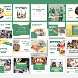 Charity & Donation Instagram Post Templates Giving Tuesday - Etsy