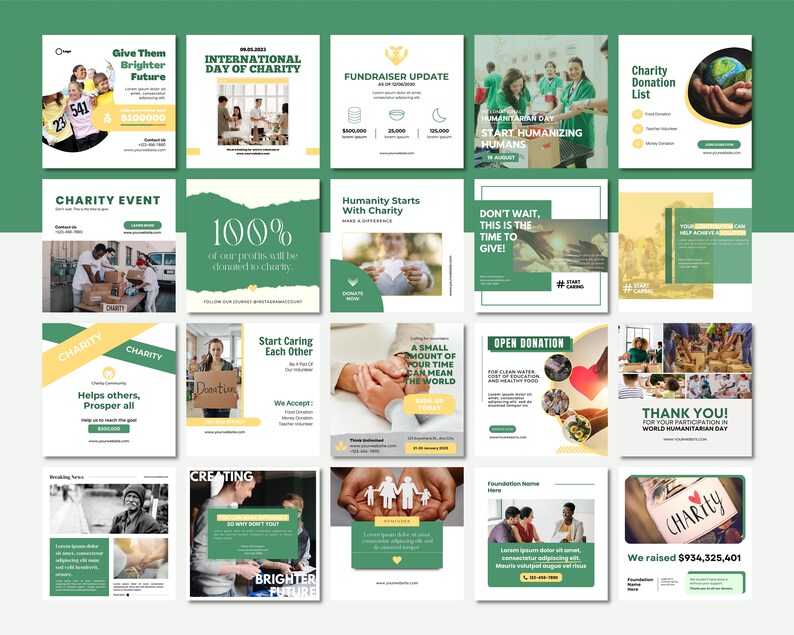 Charity & Donation Instagram Post Templates Giving Tuesday - Etsy