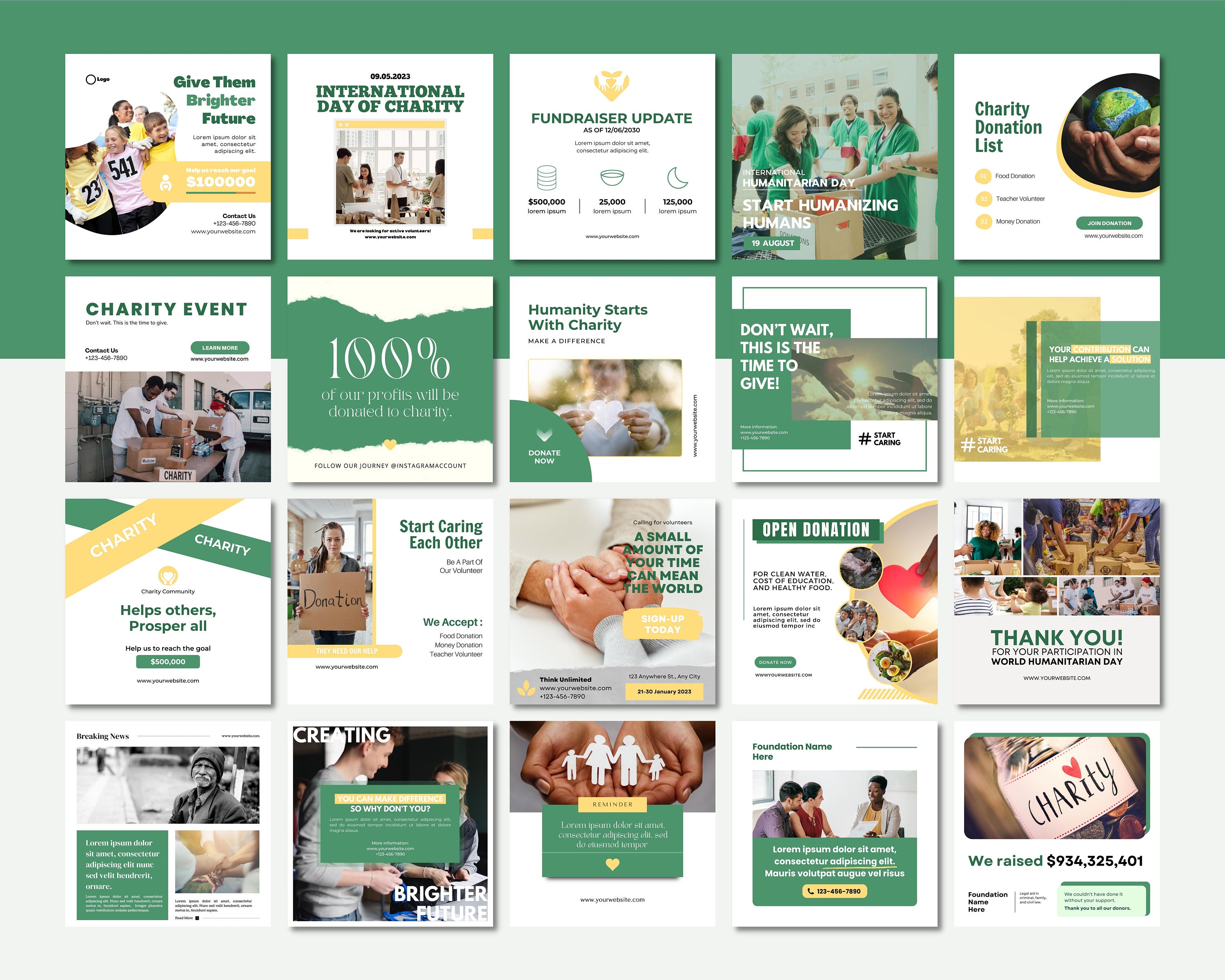 Charity & Donation Instagram Post Templates Giving Tuesday - Etsy