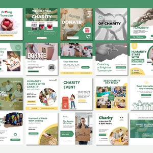 Charity & Donation Instagram Post Templates Giving Tuesday - Etsy