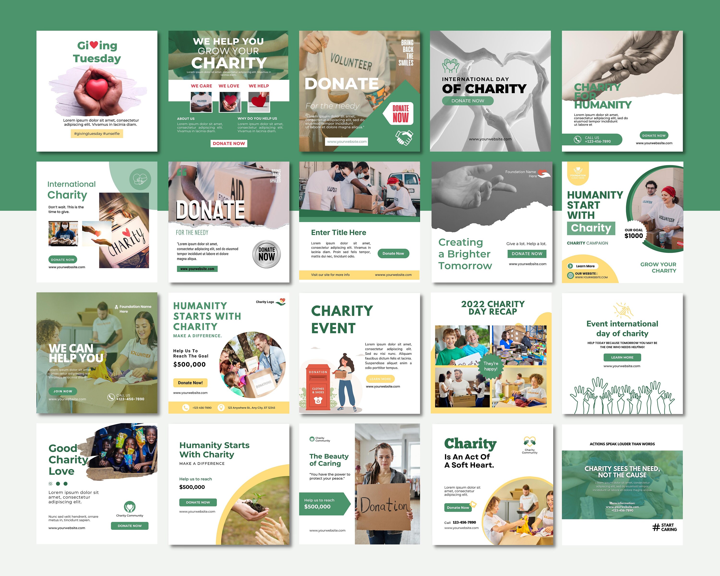 Charity & Donation Instagram Post Templates Giving Tuesday - Etsy