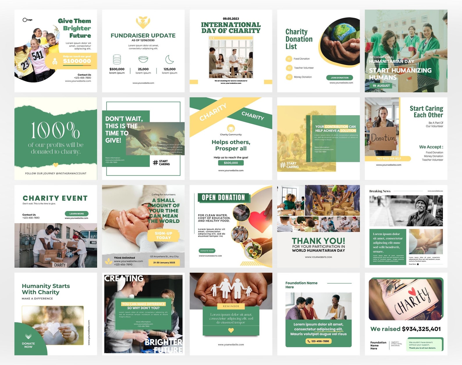 Charity & Donation Instagram Post Templates Giving Tuesday - Etsy