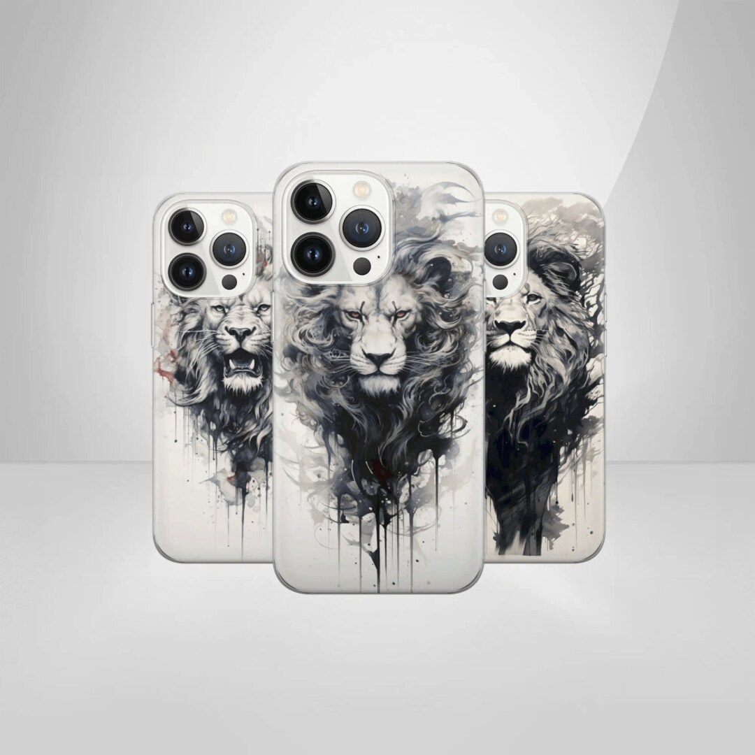 Lion Illustration Phone Case Lion Print Cover for iPhone 15 14 13 12 11 ...