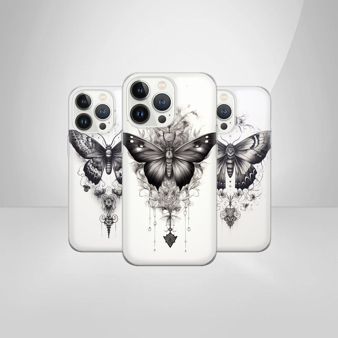 Moth Phone Case Black and White Cover for iPhone 15pro, 14, 13, 12, 11 ...