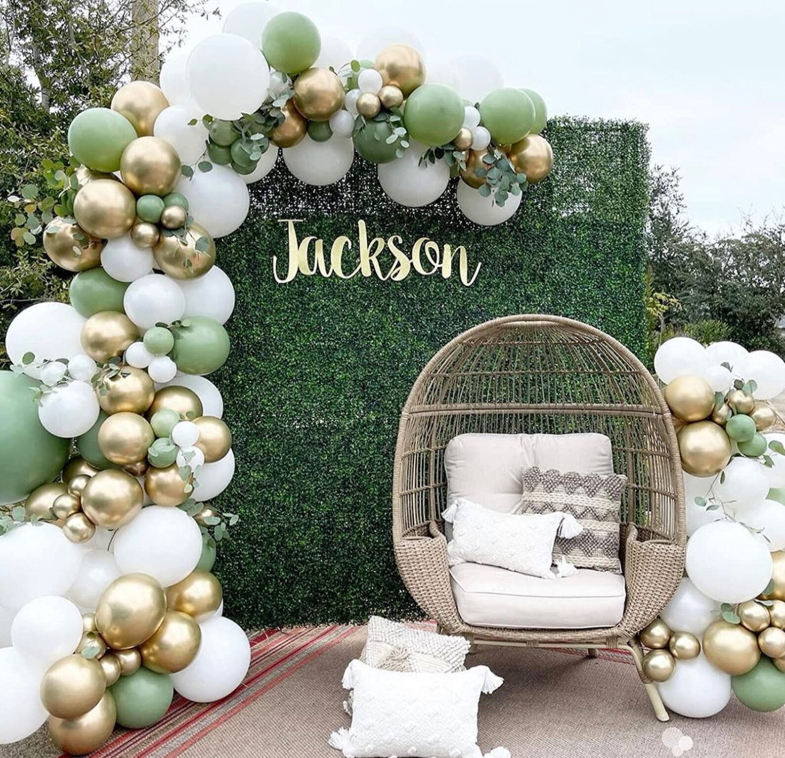 137 Pcs Sage Green Gold White Balloon Garland Arch Kit 18 10 - Etsy