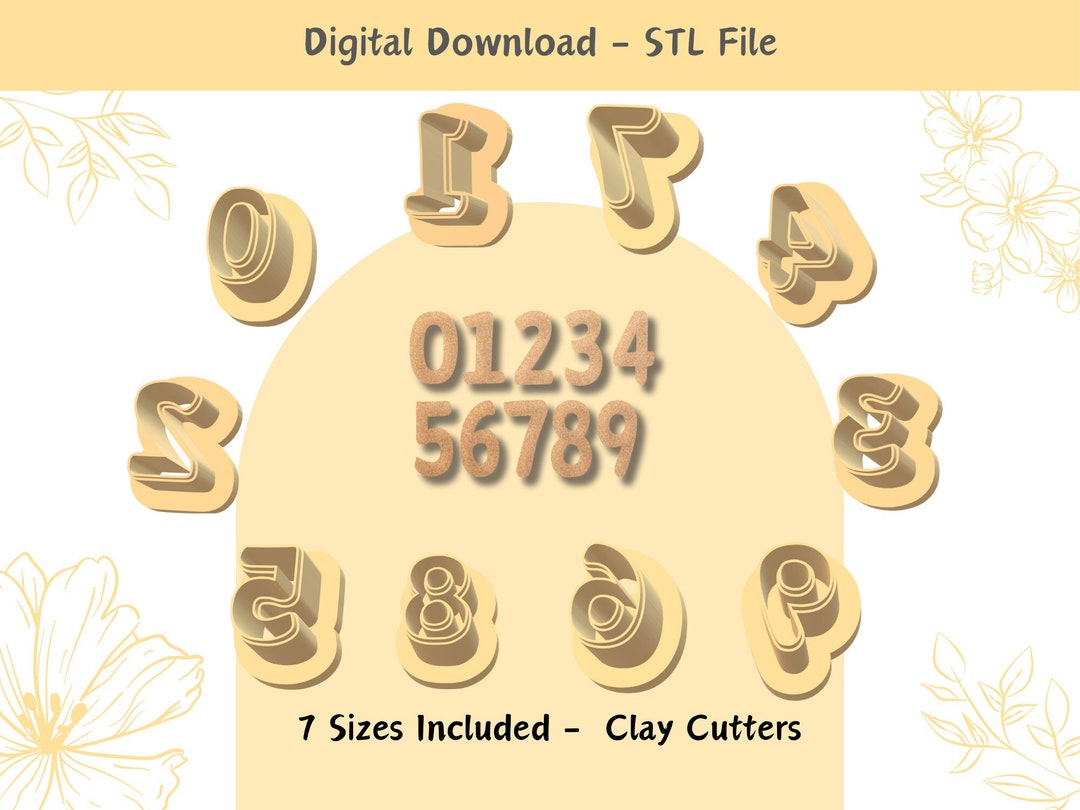 Numbers Cutter for Polymer Clay | Digital STL File | Clay Tools | 7 ...