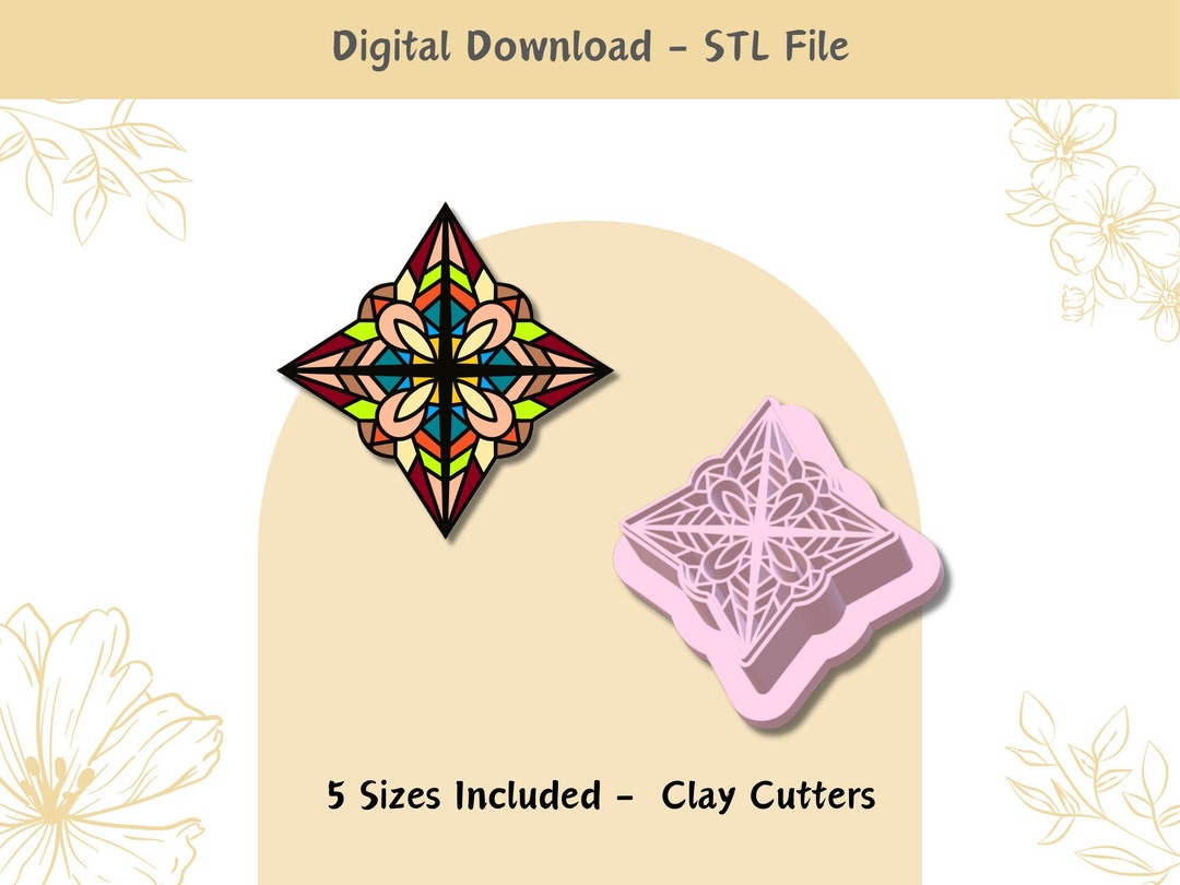 Mandala Star Clay Cutter: 5 Sizes, Polymer Clay Jewelry & Cookie ...