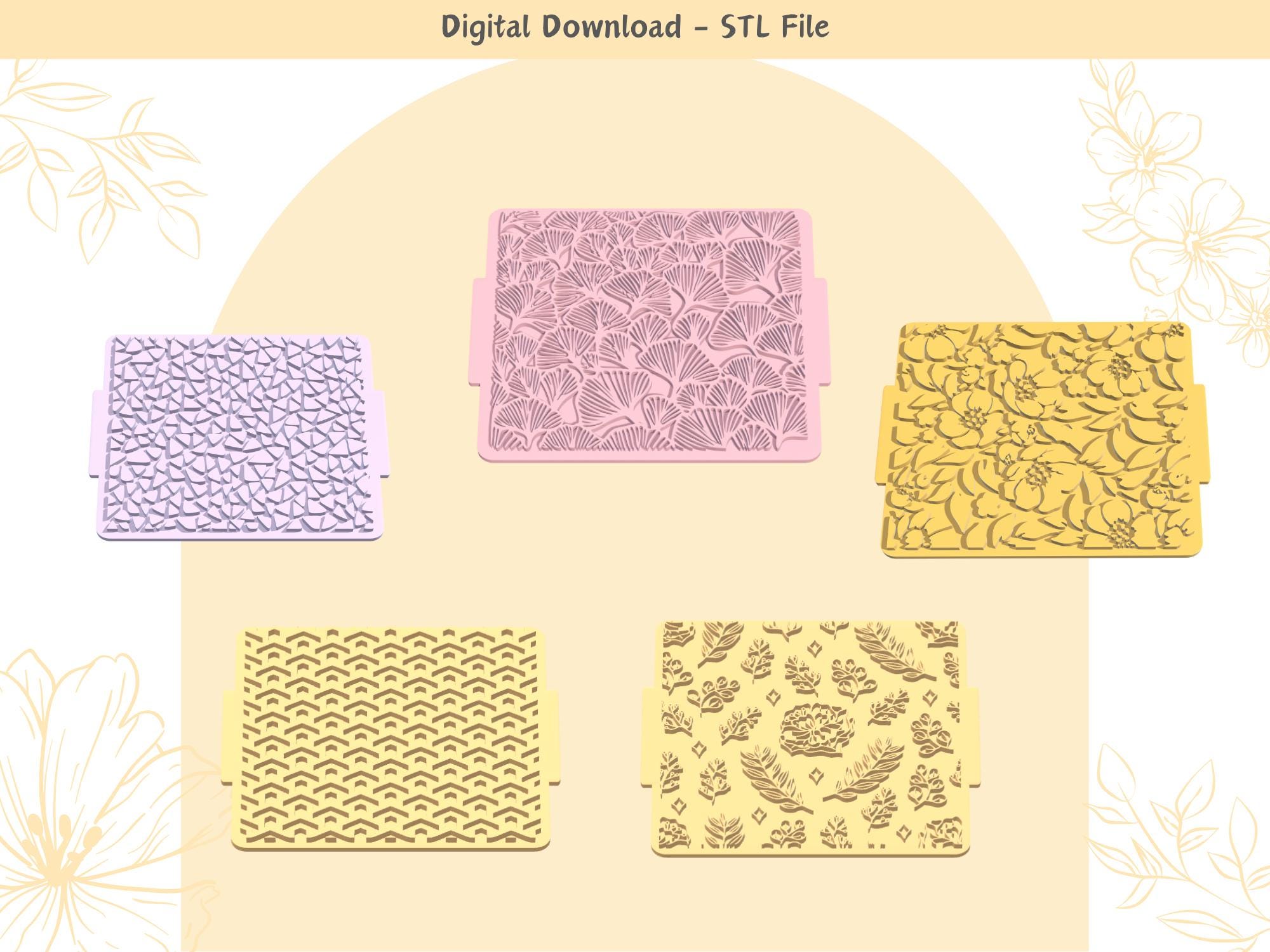 Texture Mat Bundle: Clay Embossing Stamp STL File (digital Download) - Etsy