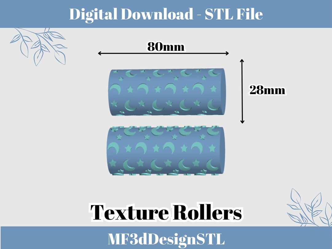 Crescent Moon and Stars Texture Roller Digital STL File for Polymer ...