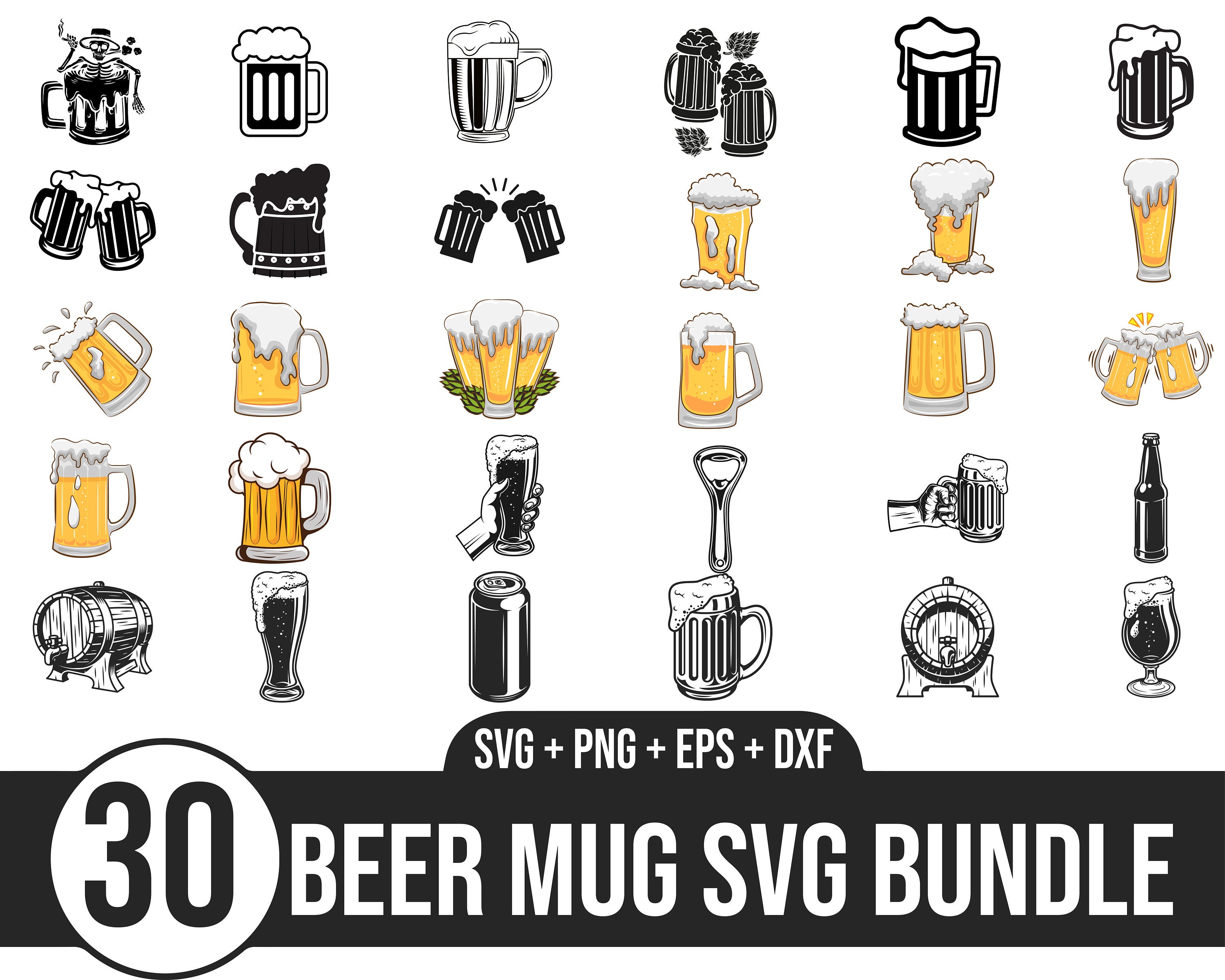 BIER Krug SVG Bundle Alkohol SVG Bier Clipart Bier Fass - Etsy.de