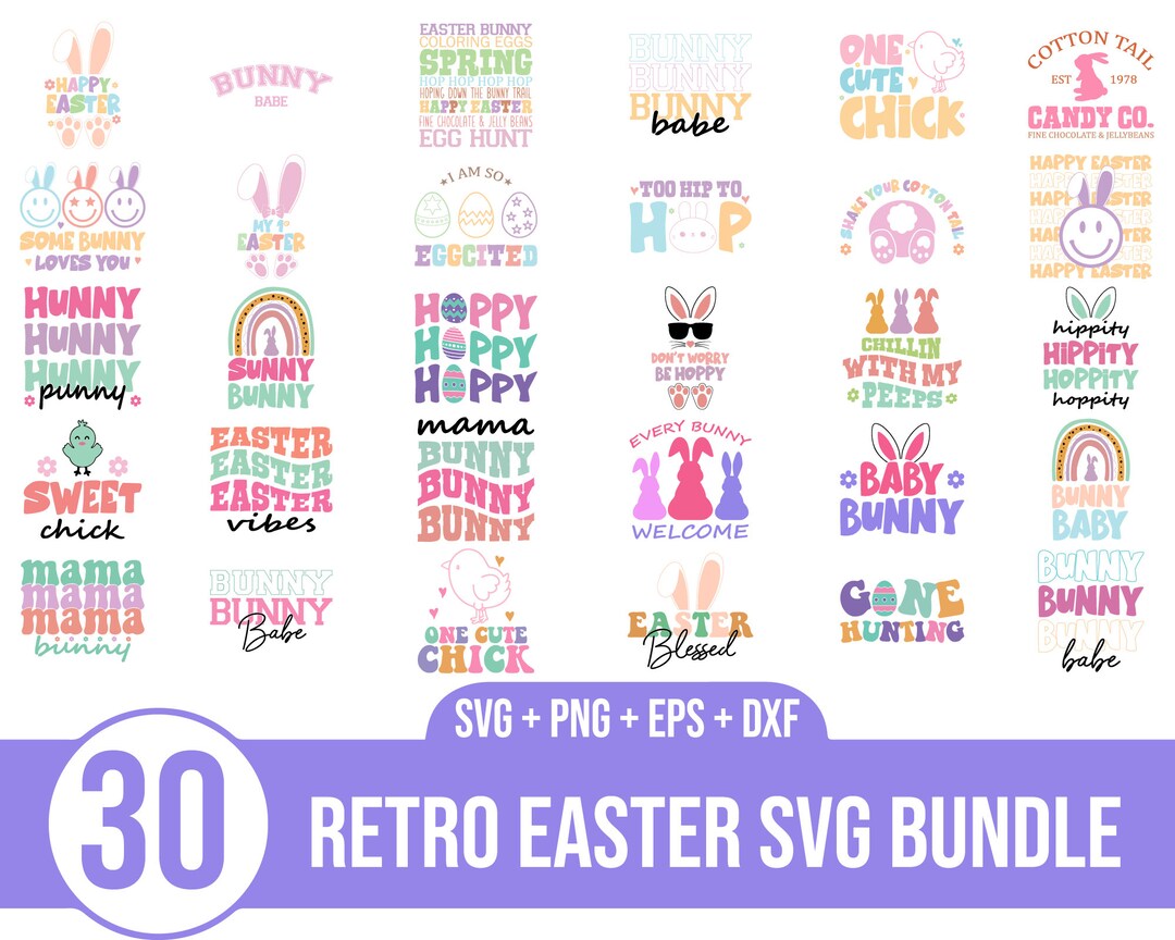 Retro Easter SVG Bundle, Retro Easter SVG, Happy Easter SVG, Easter ...