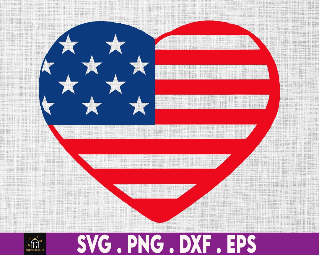 American Flag Heart Svg Flag Svg USA Flag Heart Svg Instant - Etsy