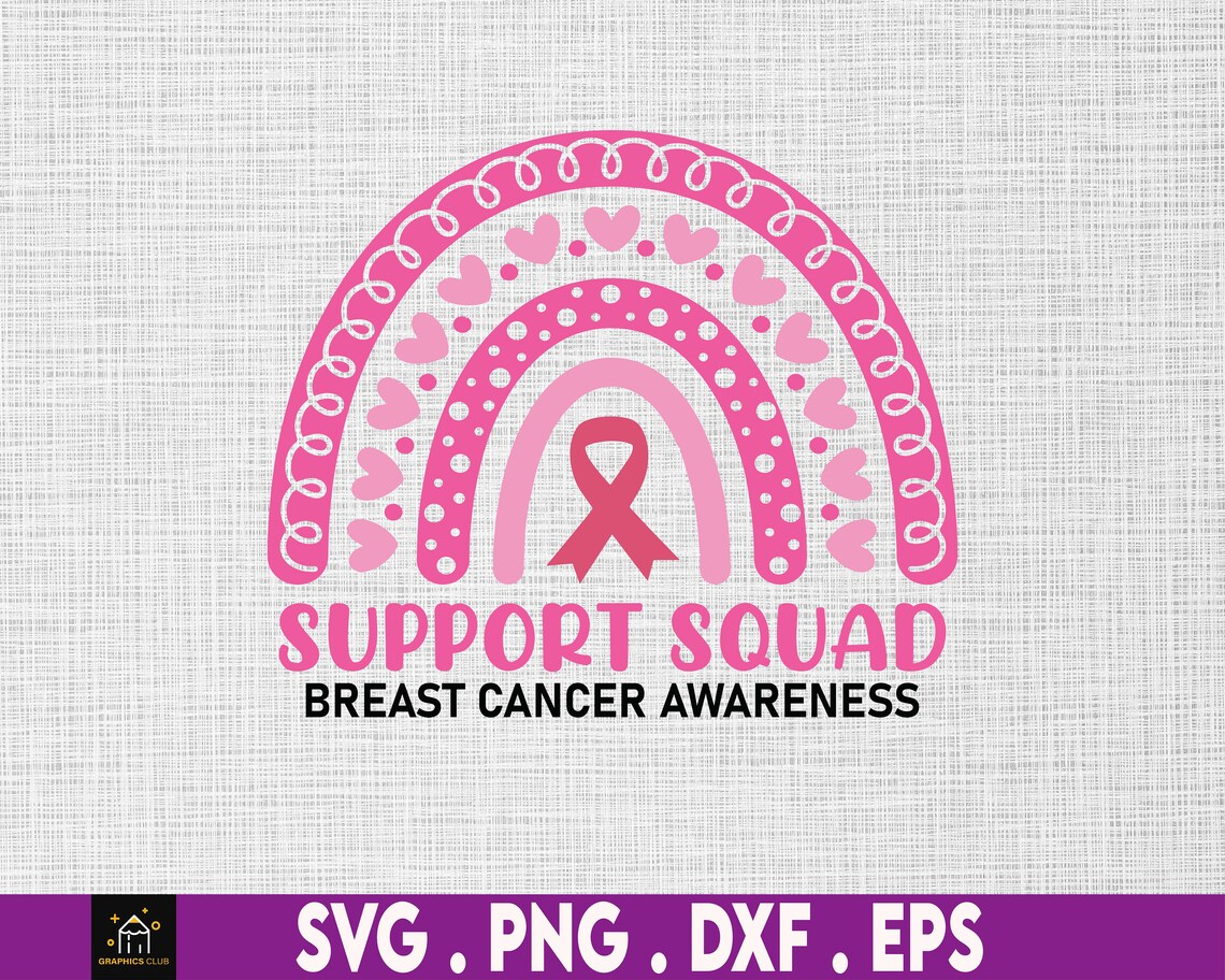 Support Squad Pink Rainbow Svg Png Pink Ribbon Warrior - Etsy