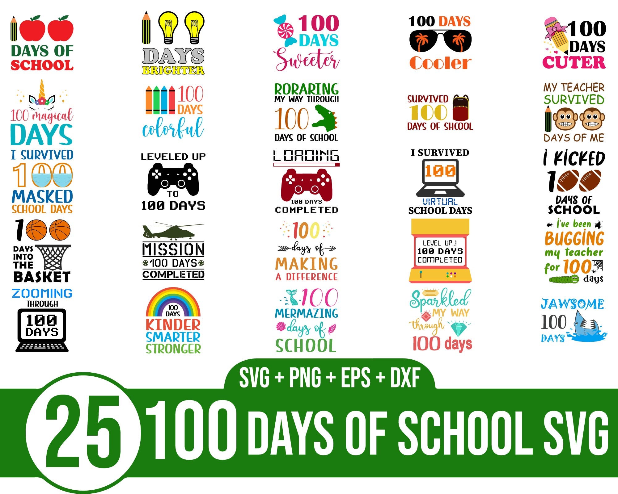 100 Days of School SVG Bundle School Svg Bundle Teacher Svg - Etsy