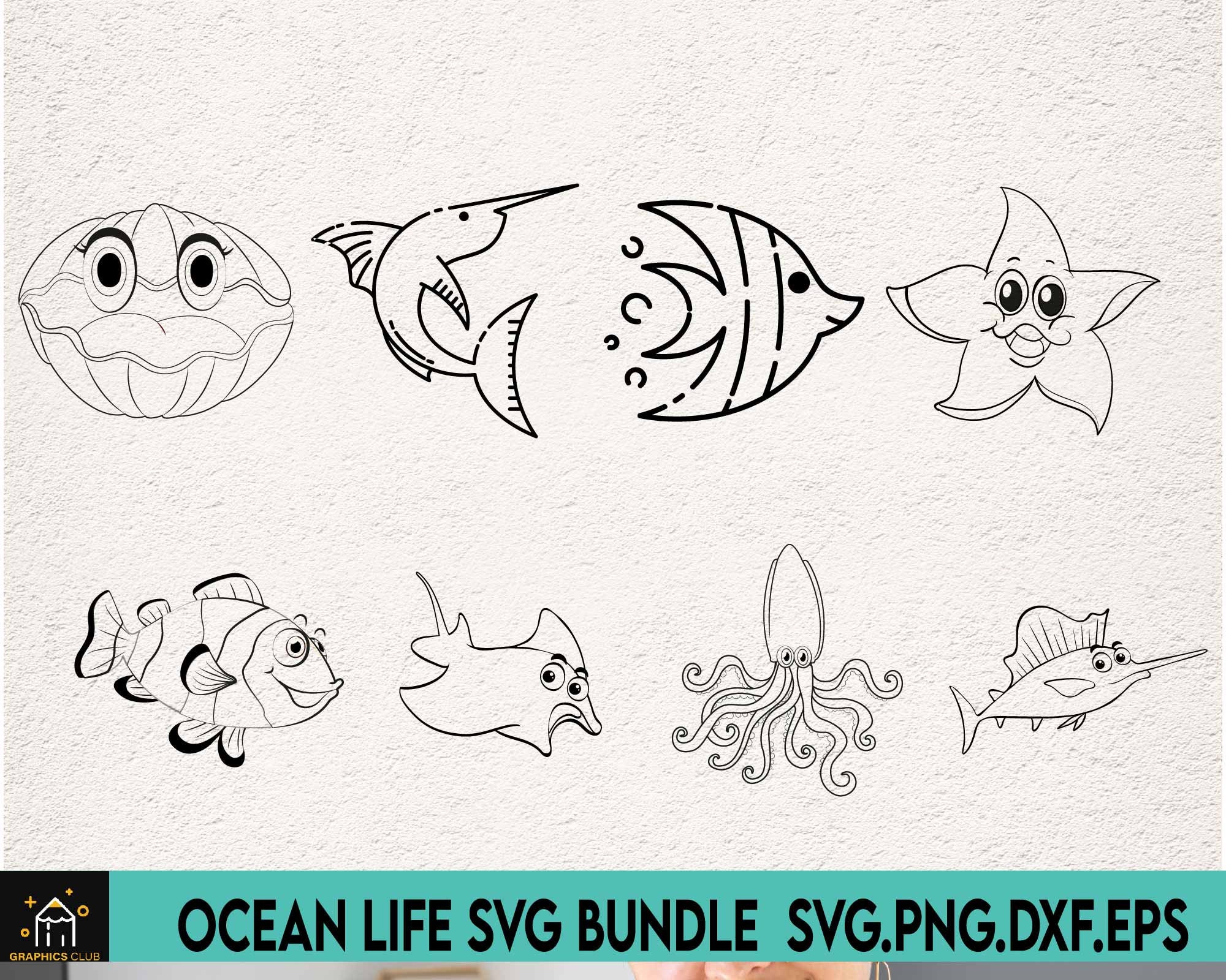 Sea Animals Svg Bundle Sea Life Svg Ocean Animals Svg - Etsy Canada