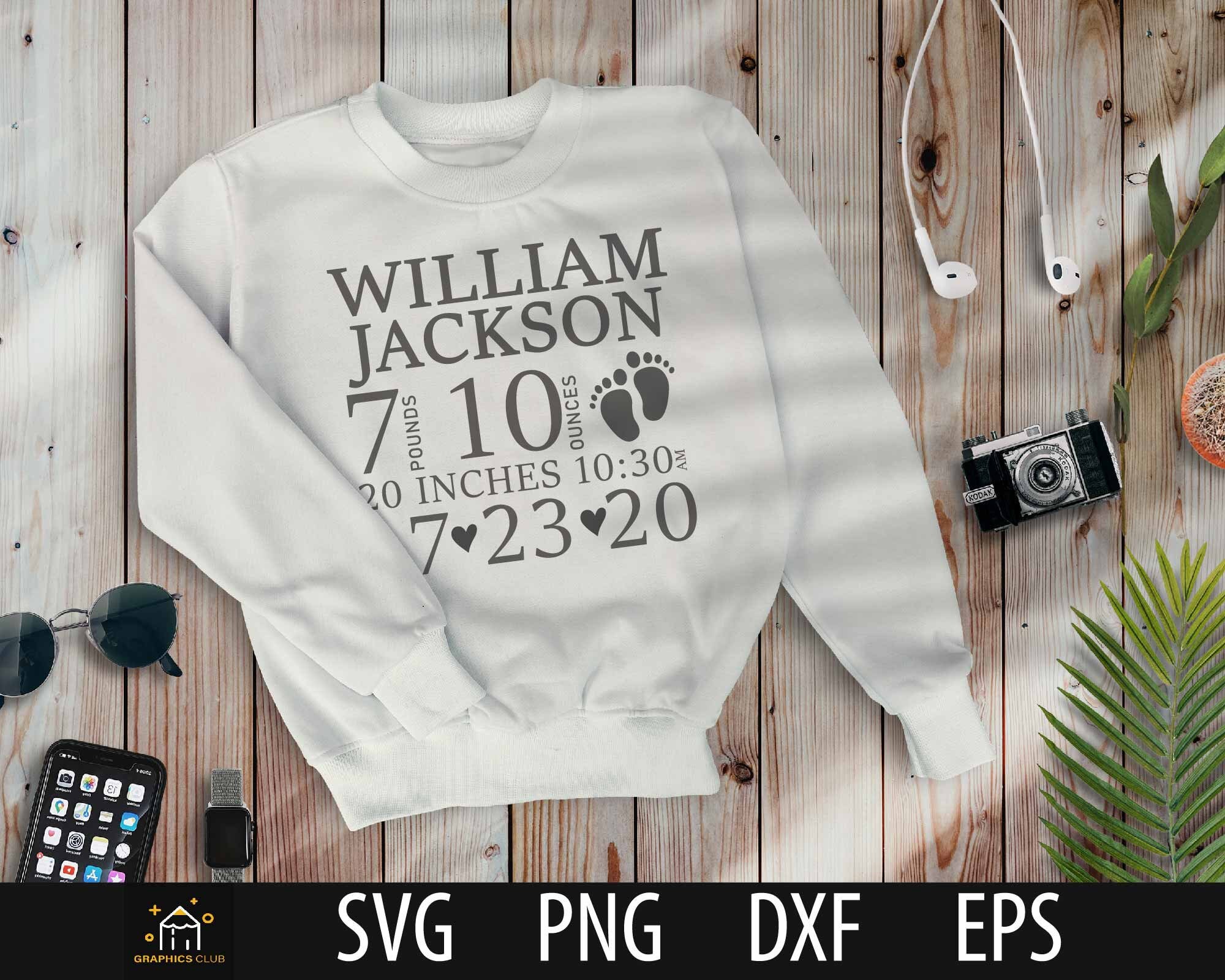 Baby Birth Announcement Template Svg Free Font Birth Stats - Etsy Australia