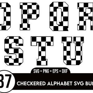 Checkered Alphabet and Numbers Svg Bundle, Checkered Letters, Racing ...