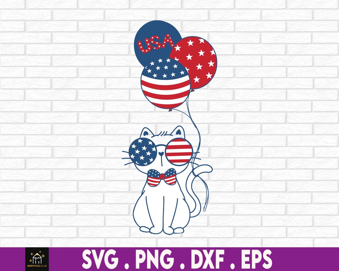 4th of July American Patriotic Cat Svg, Merica, Png Files for Cricut ...