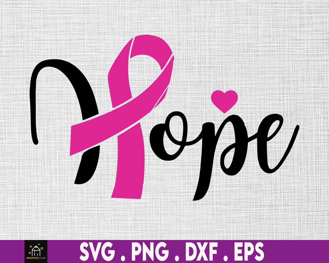 Hope Breast Cancer Awareness Svg Png Pink Ribbon Warrior - Etsy
