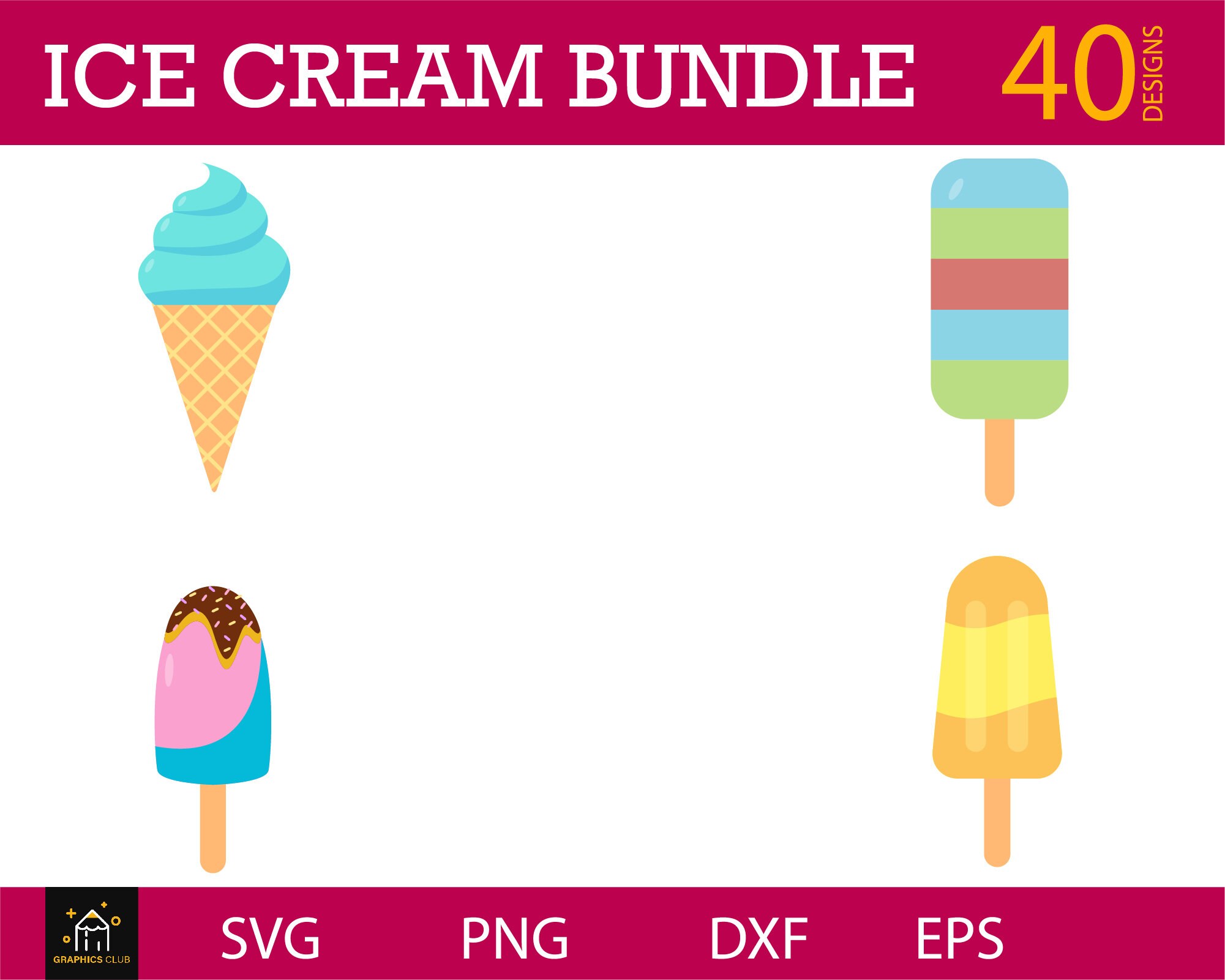 Ice Cream Svg Bundle Ice Cream Cone Svg Popsicle Svg Ice - Etsy