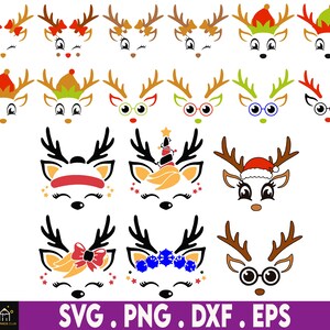 Christmas Reindeer Faces SVG Bundle Reindeer SVG Girl - Etsy