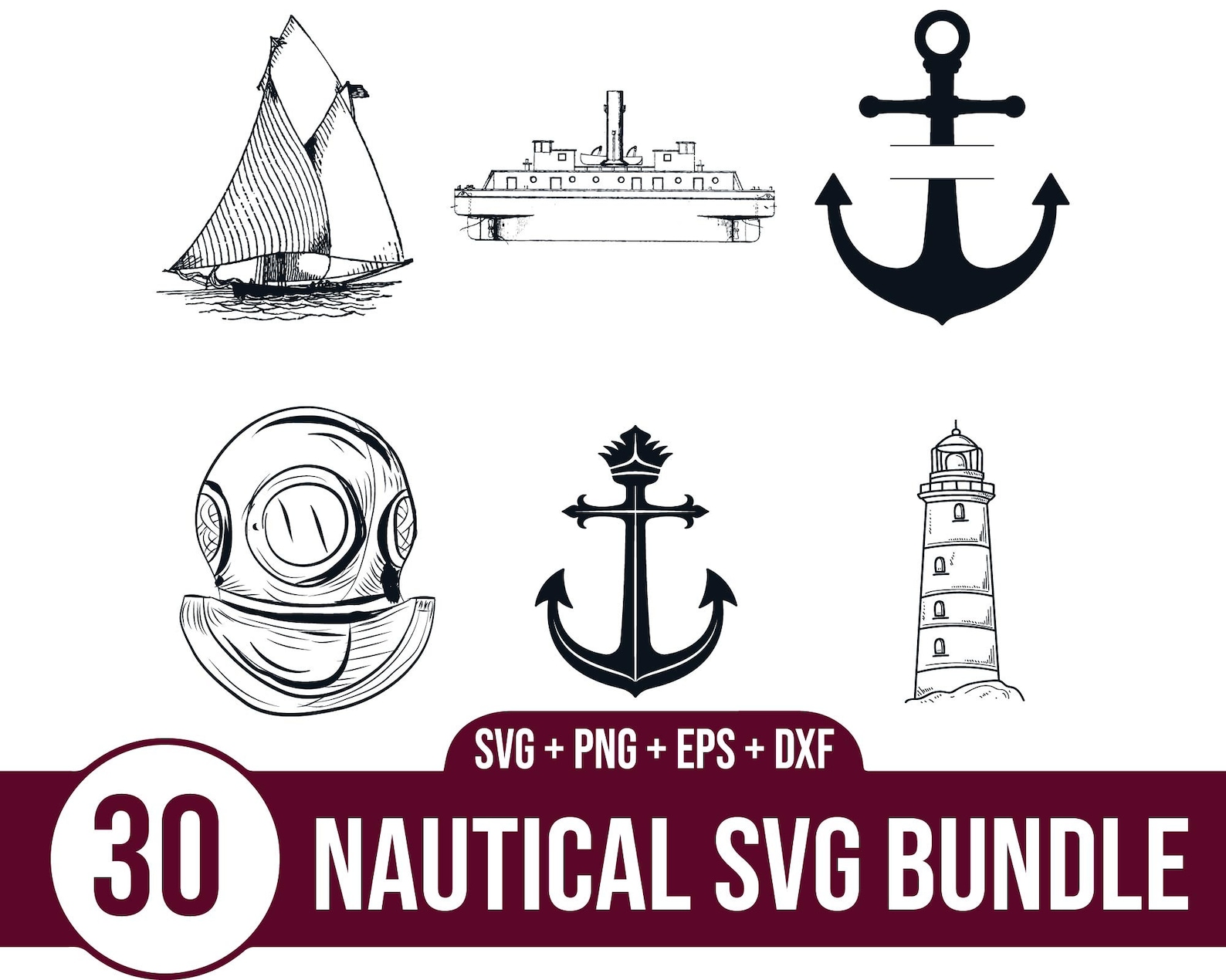 Nautical Svg Bundle Nautical Svg Beach Svg Boat Svg Anchor - Etsy