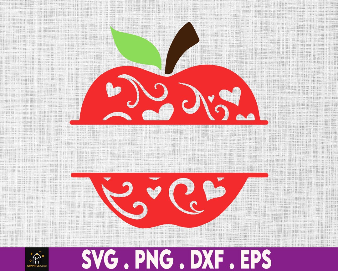 Apple Monogram Svg Split Monogram Back to School Name - Etsy